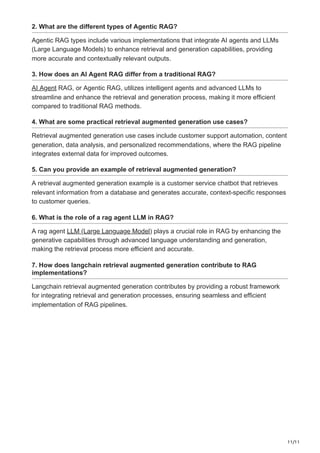 Agentic RAG: What It Is, Its Types, Applications And Implementationpdf | PDF