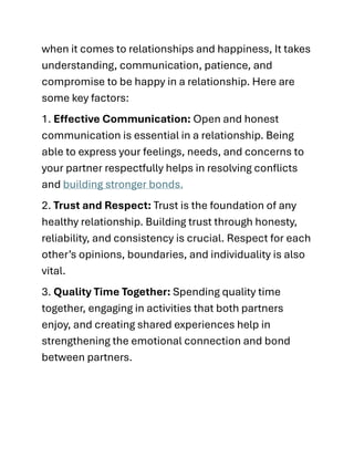 What It Really Takes to Be Happy in a Healthy, Lasting Relationship | PDF