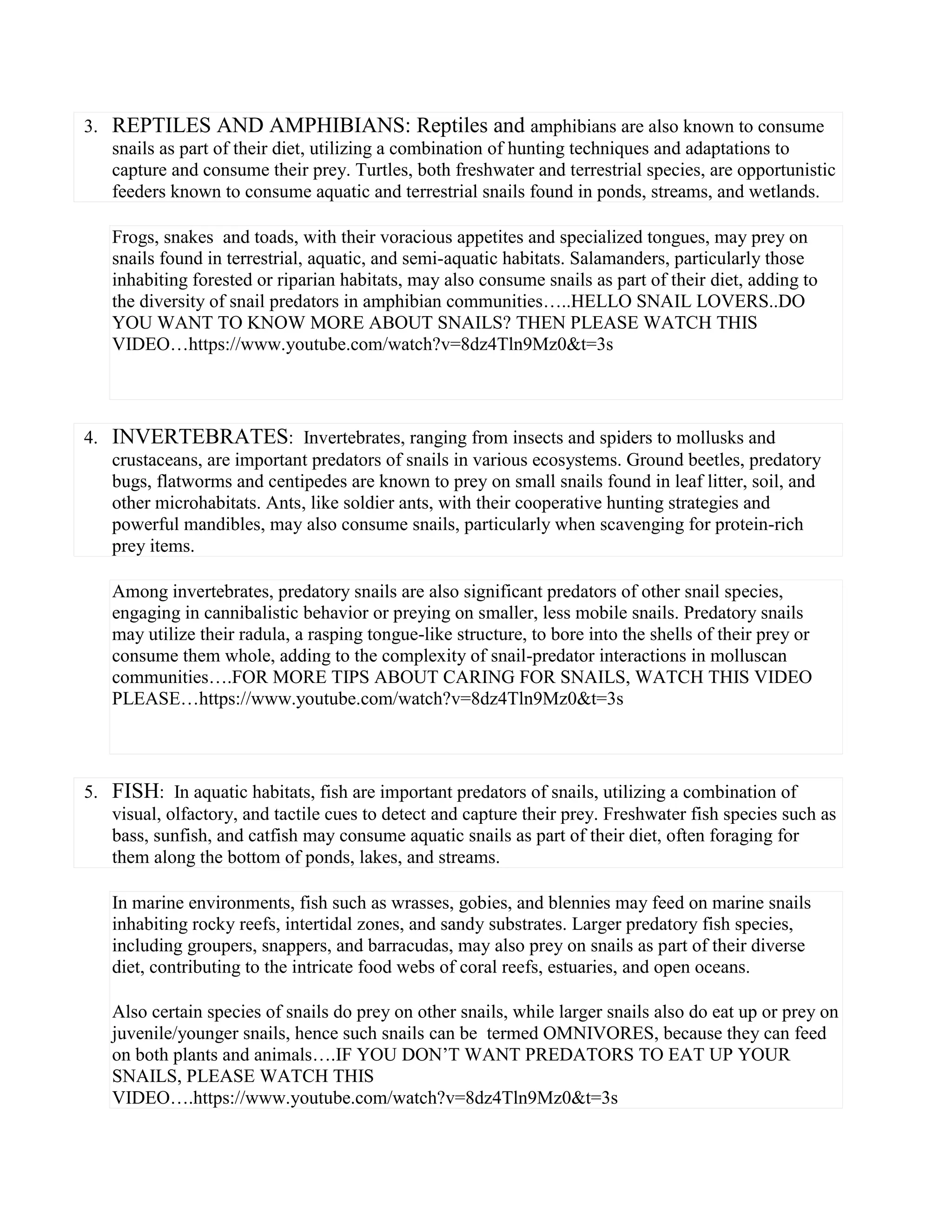 WHAT KIND OF ANIMALS EAT SNAILS.WHY ARE THEY PREY TO THEM?docx | DOCX