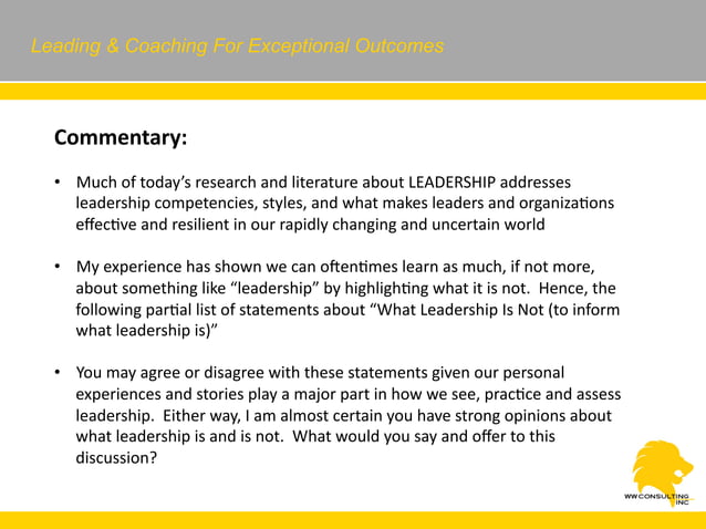 What leadership is not (to inform what leadership is) | PPT