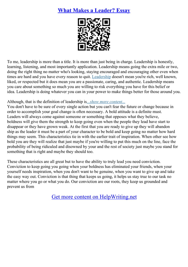 What Makes A Good Leader Essay | PDF