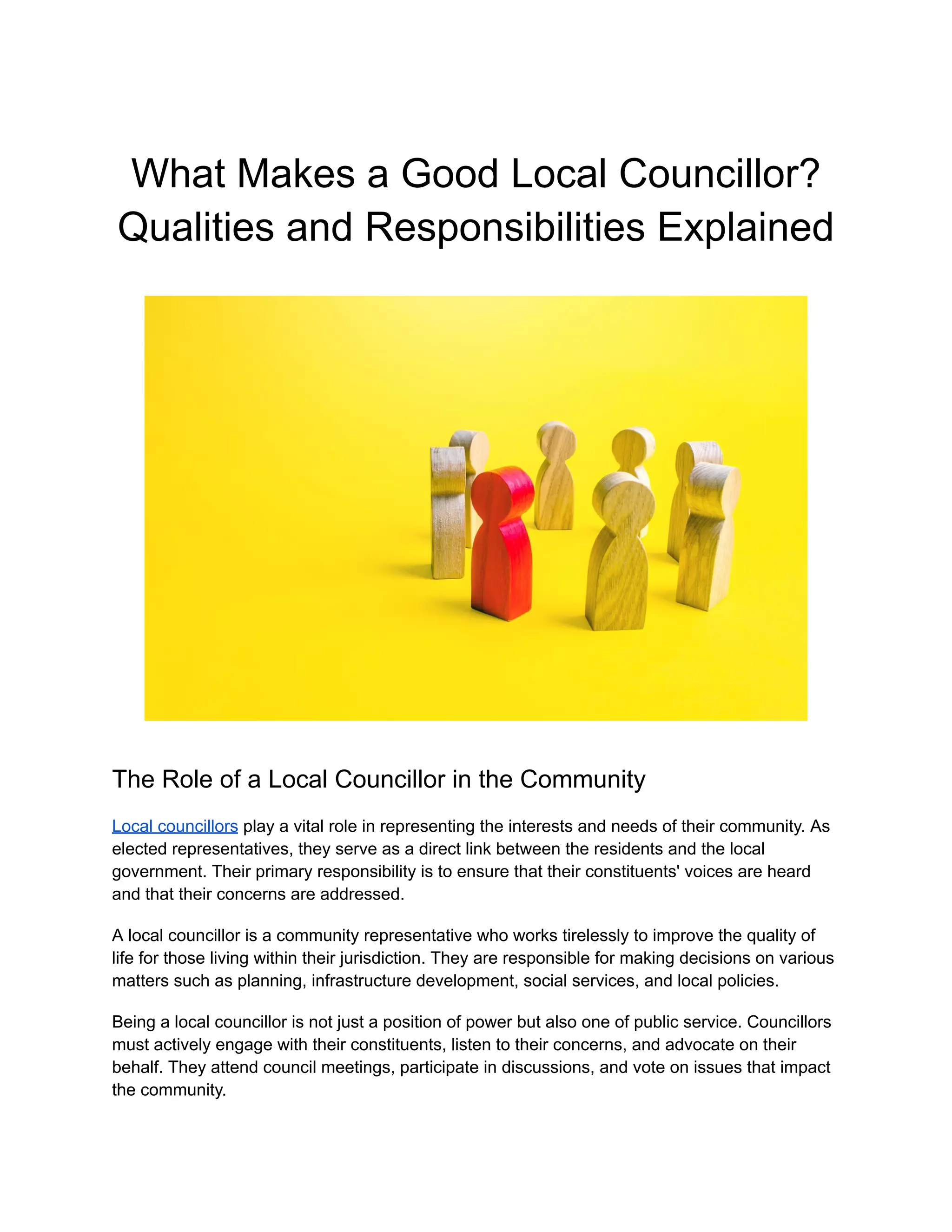 What Makes A Good Local Councillor | PDF