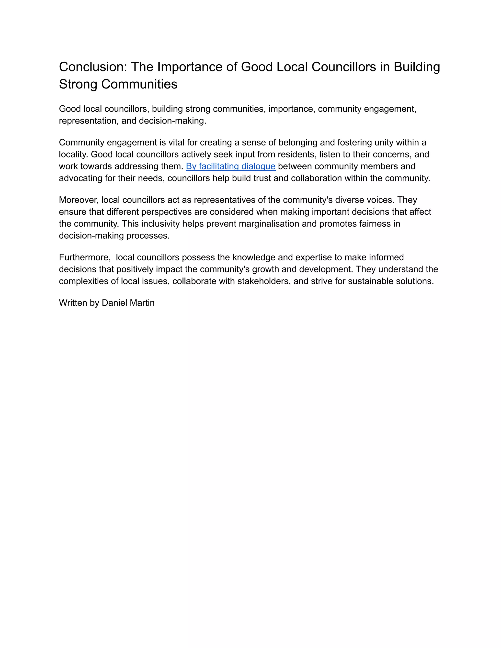 What Makes A Good Local Councillor | PDF