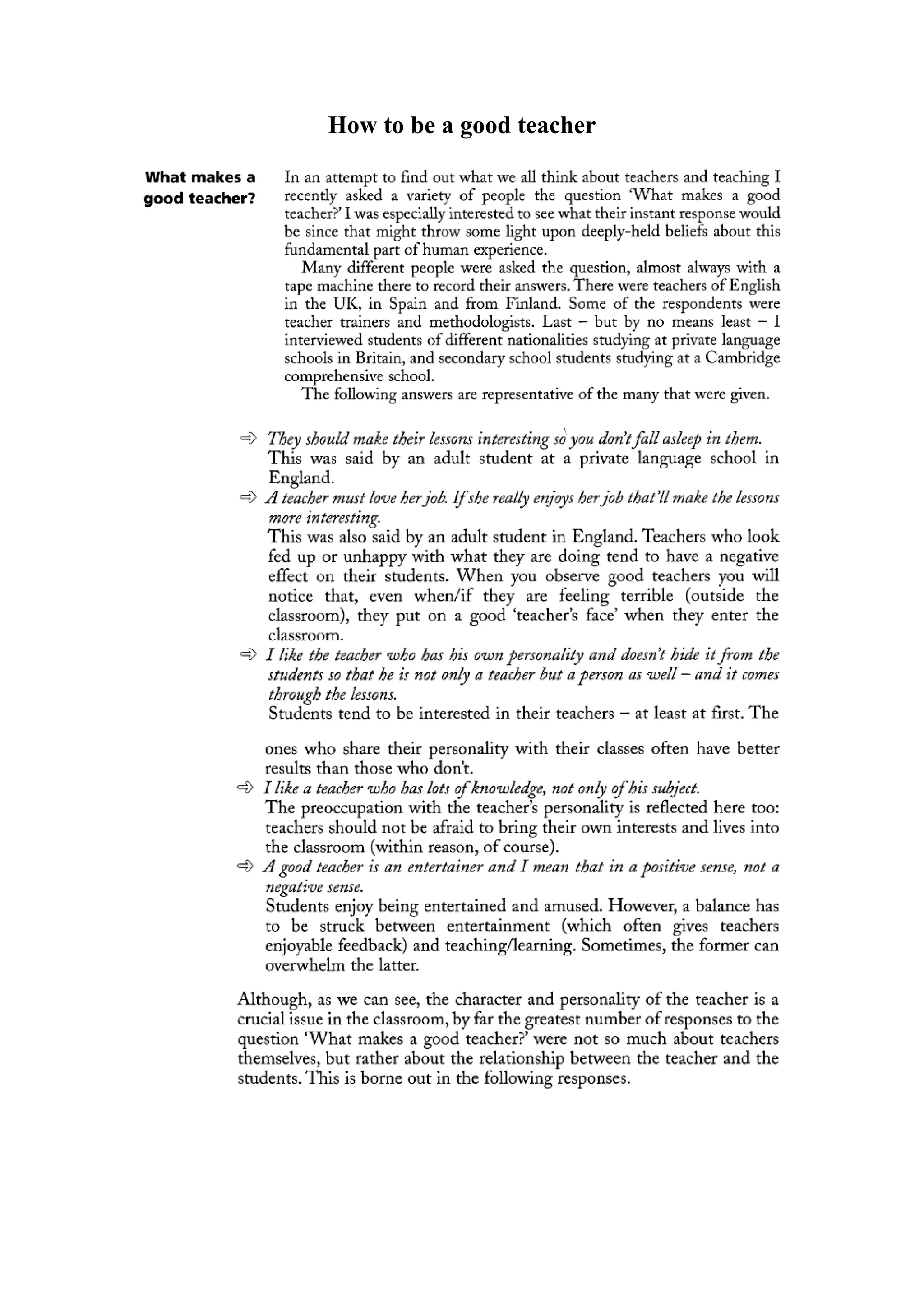 What makes a good teacher | PDF