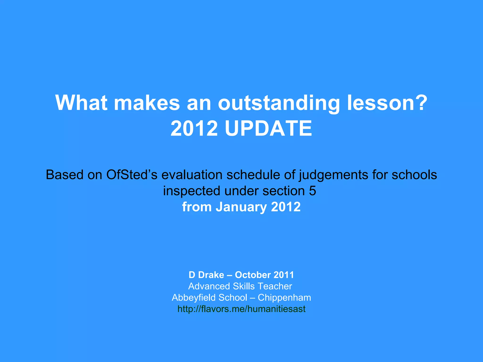 What makes an outstanding lesson jan 2012 | PPT