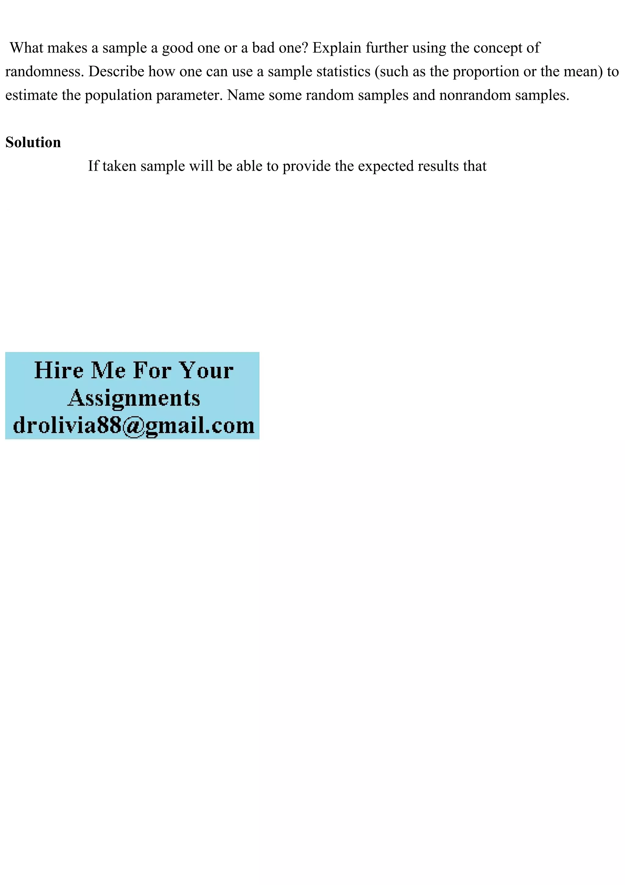 What makes a sample a good one or a bad one Explain further using .pdf