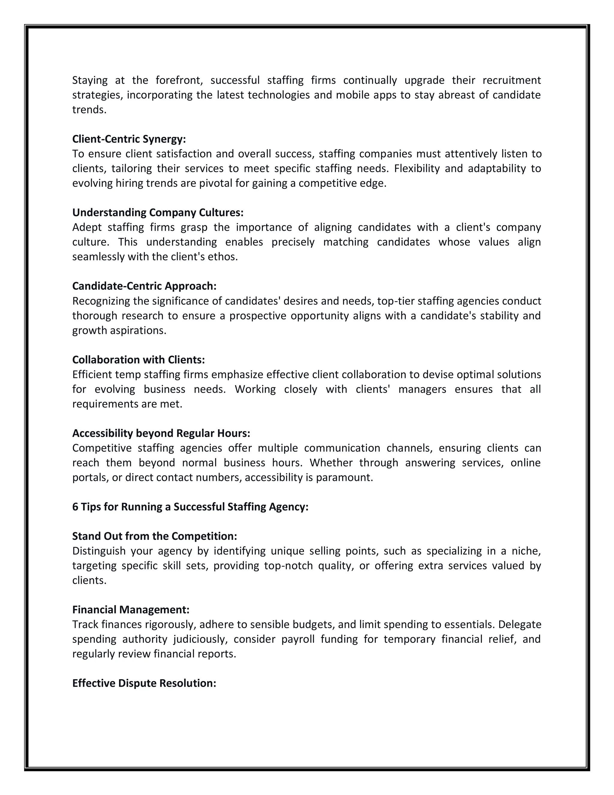 What Makes a Successful Staffing Company? | PDF