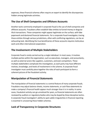 What Makes Corporate Fraud Investigations Challenging: Dealing with ...