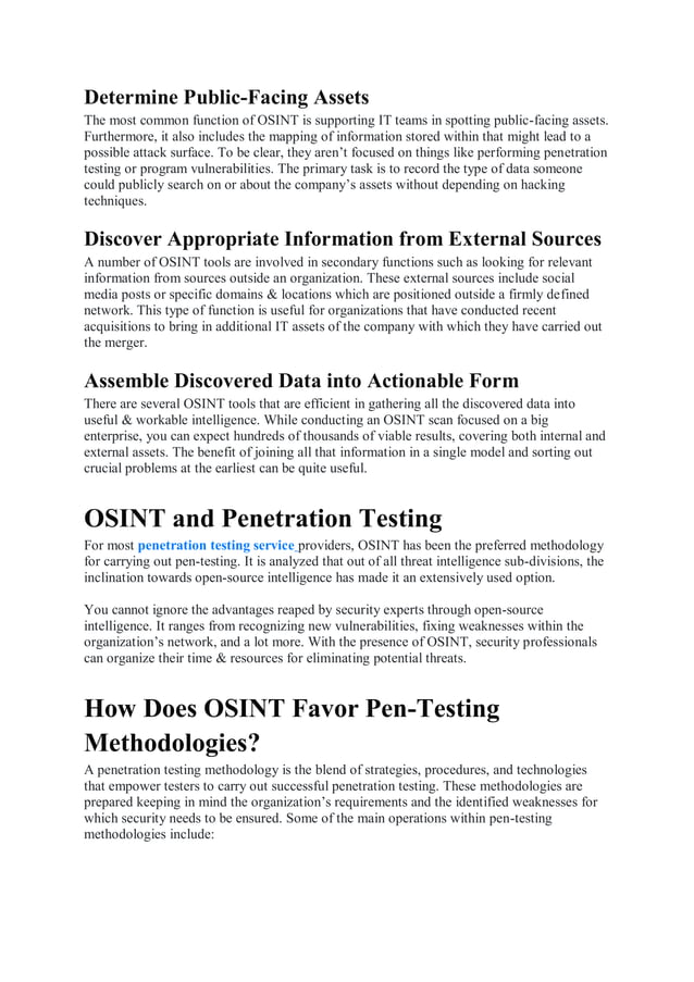 What makes OSINT Methodologies Vital for Penetration Testing? | PDF