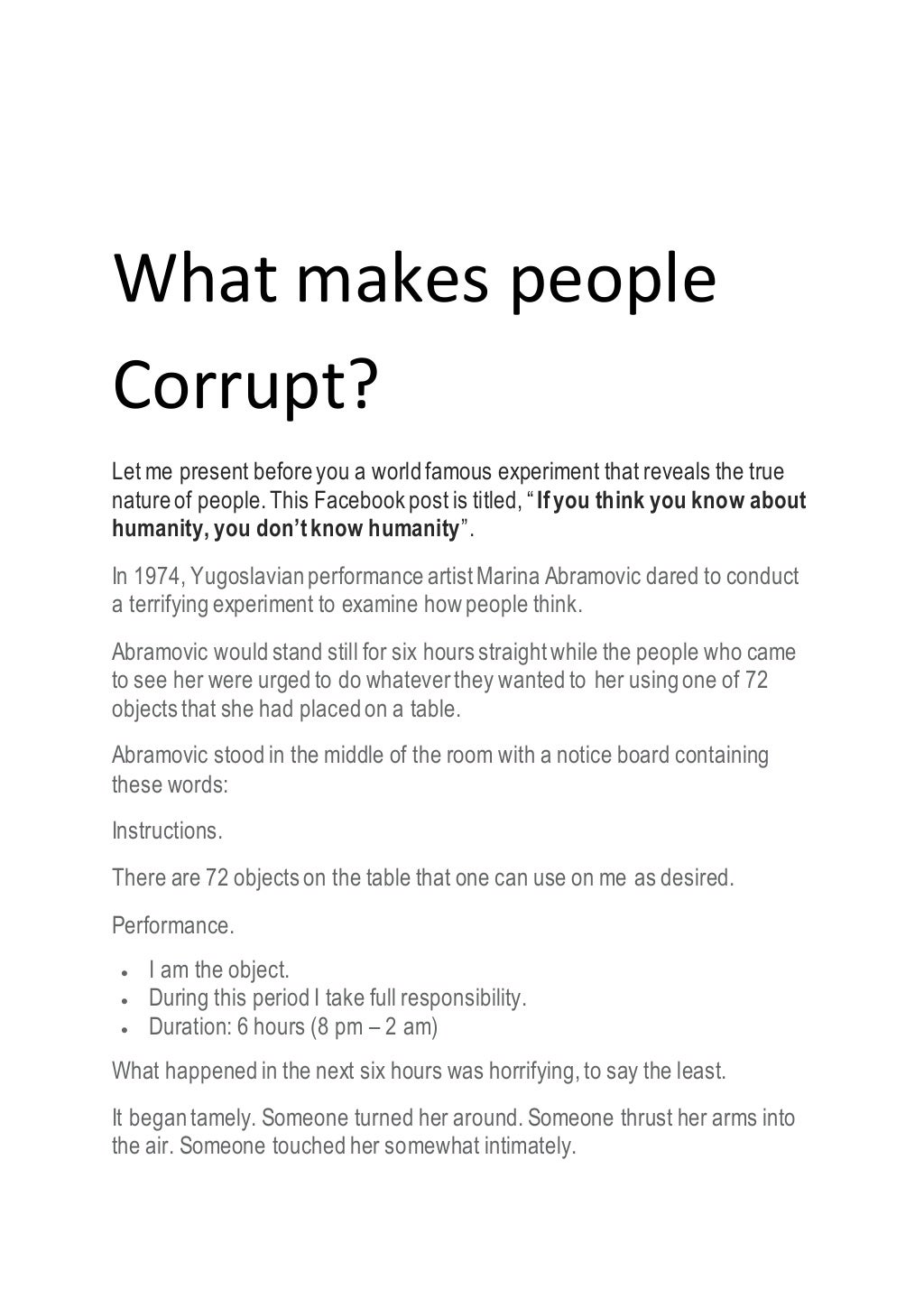 What makes people corrupt