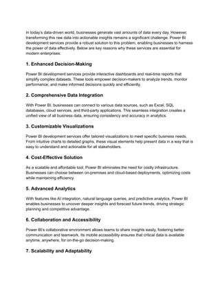 What Makes Power BI Development Services Essential for Businesses? | PDF