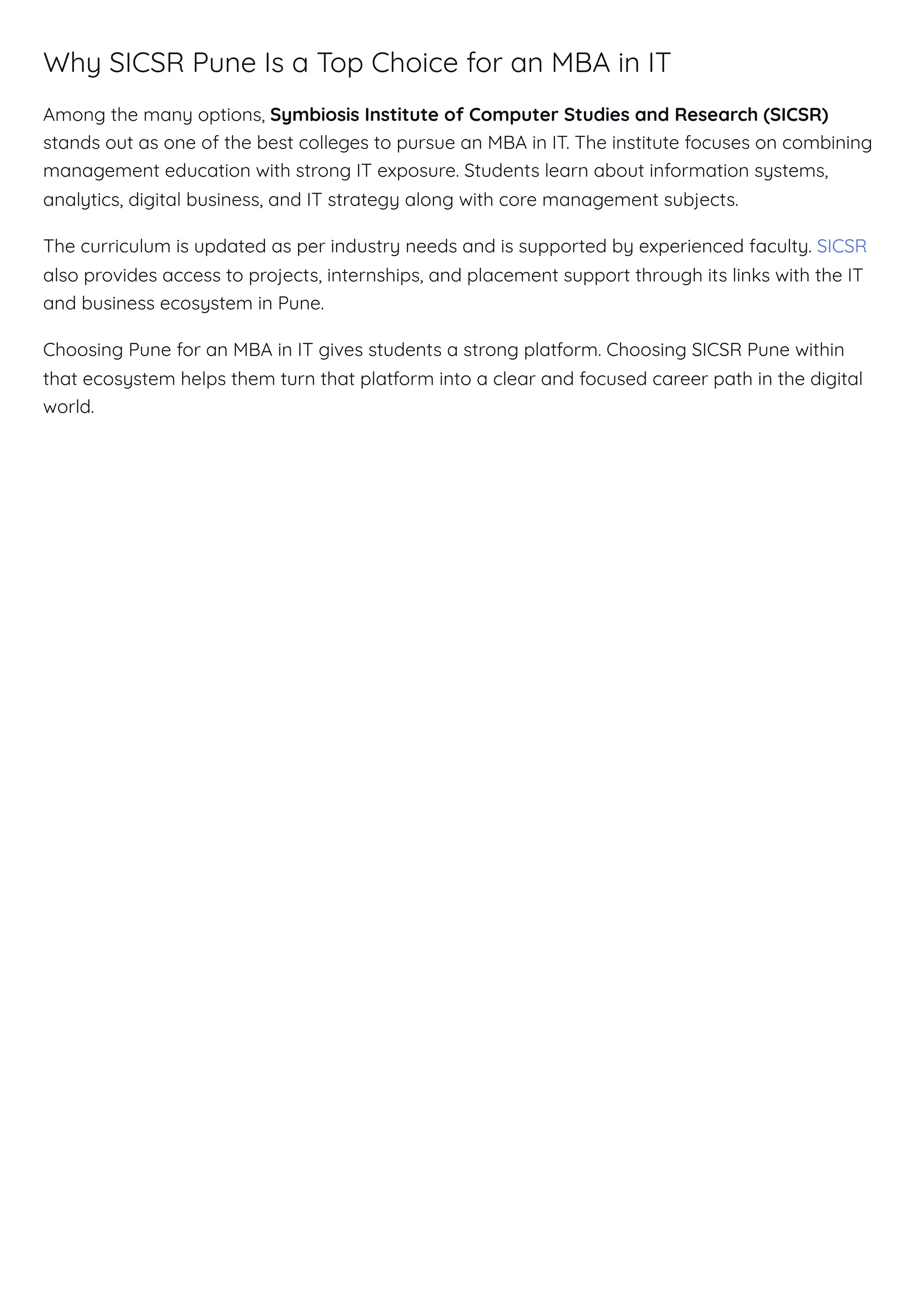 Why Pune Is One of the Best Cities for an MBA in IT | PDF