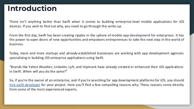 What makes swift the best for i os enterprise app development | PDF
