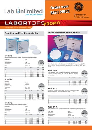 GE Healthcare / Whatman Filtration Brochure Special Offers | PDF