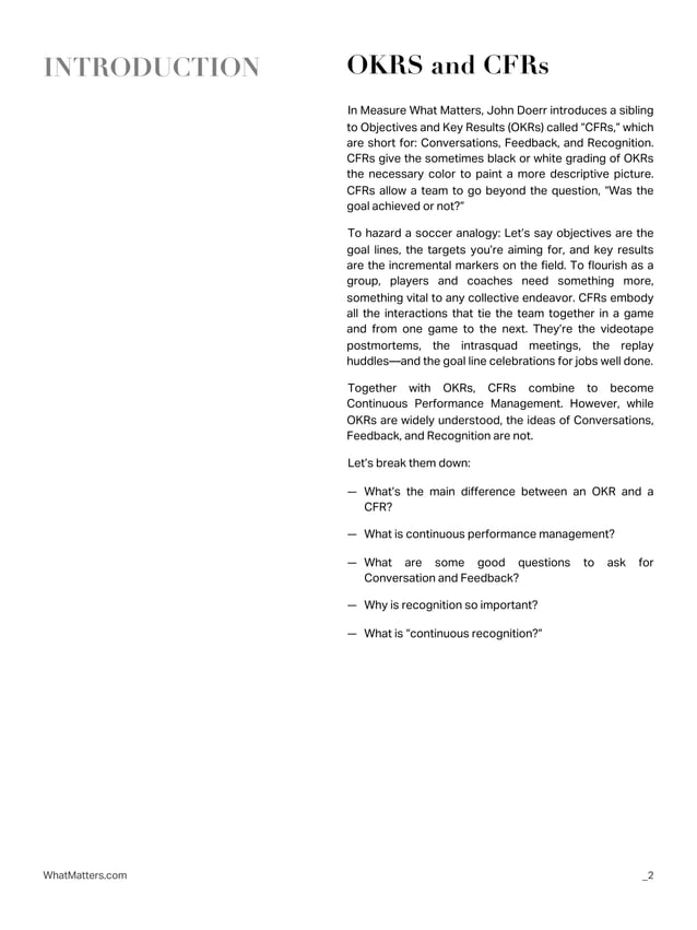 OKRs and CFRs.pdf | Human Resources | Business