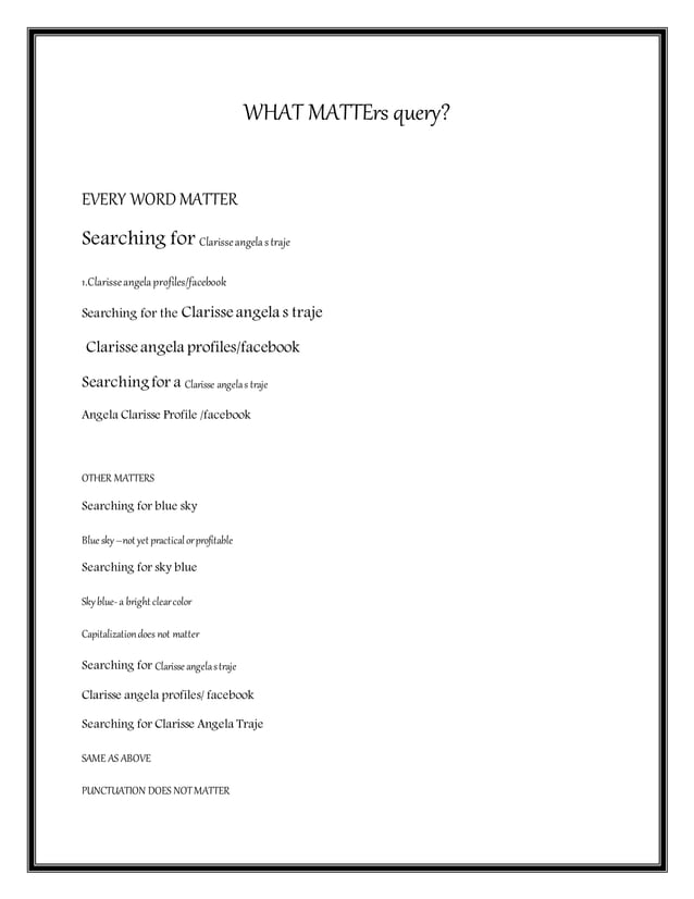 What matt ers query | DOCX | Women\'s Clothing | Women\'s Fashion