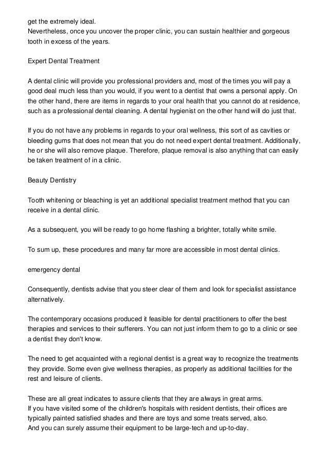 Dental Clinic's Procedures and Services