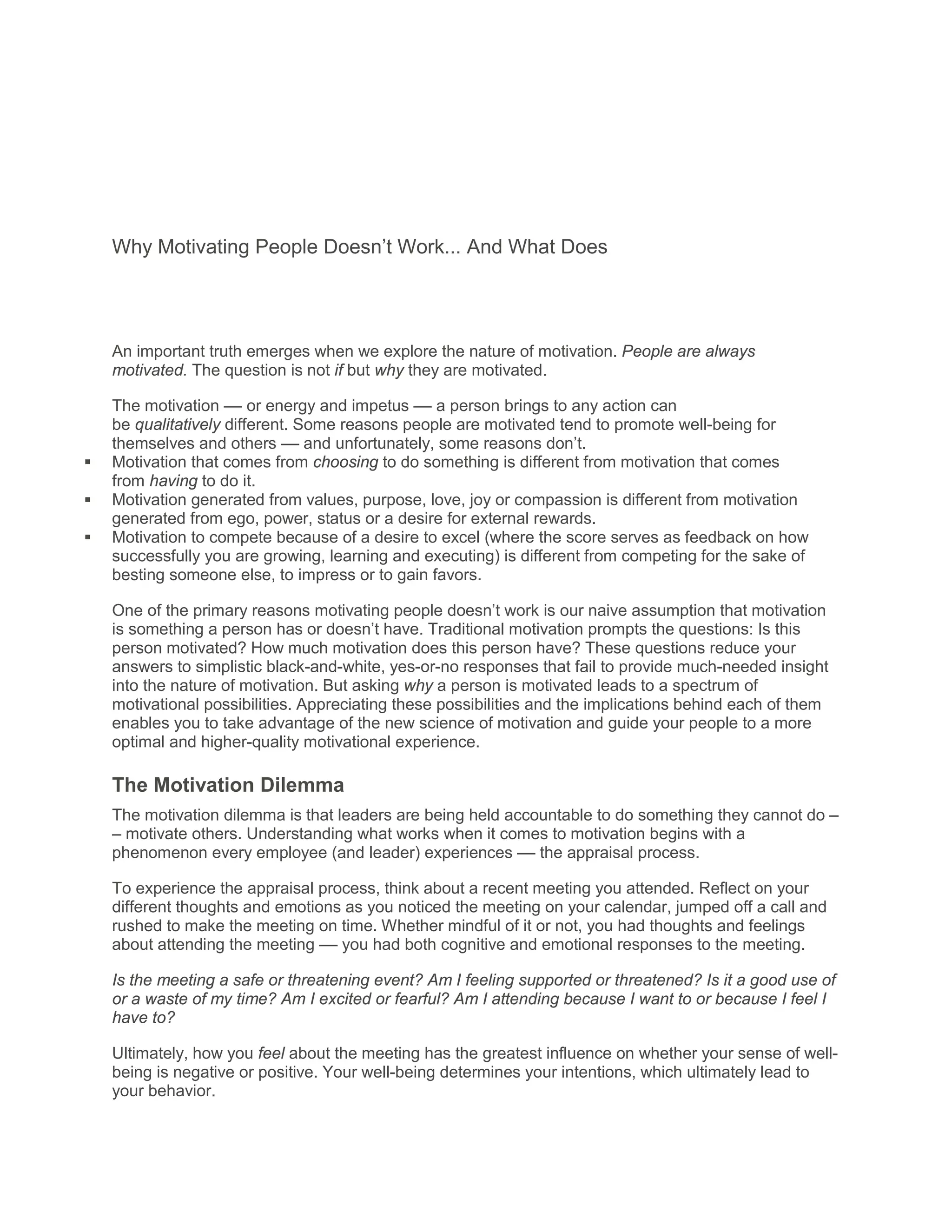 What motivates people | PDF