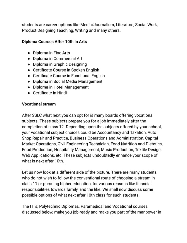 What Next after 10th.pdf | College Planning | College Education