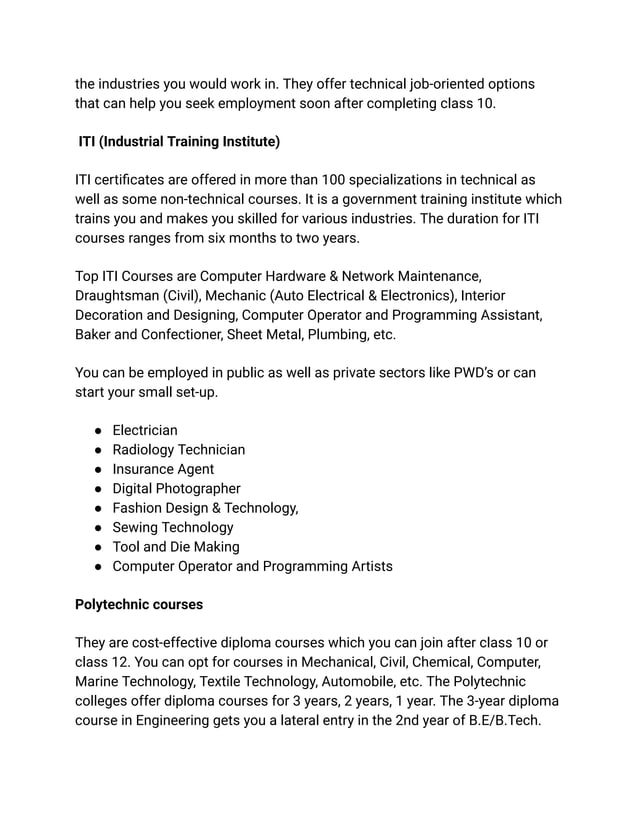 What Next after 10th.pdf | College Planning | College Education