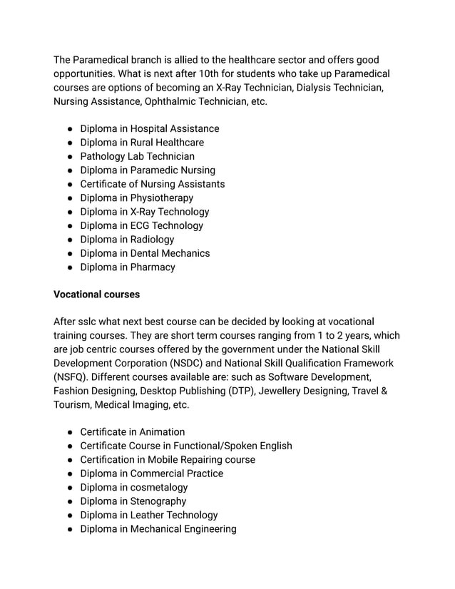 What Next after 10th.pdf | College Planning | College Education
