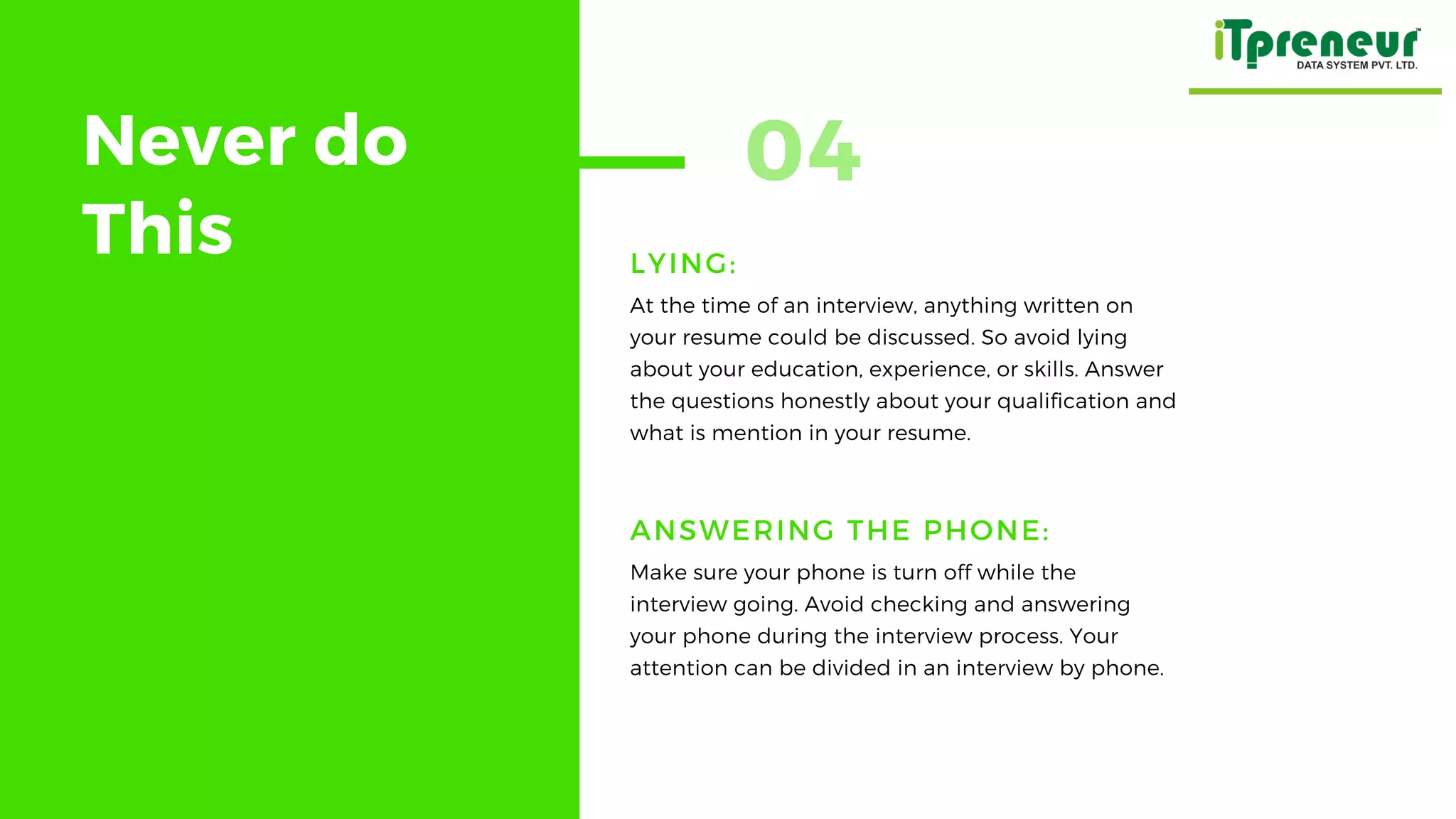 What not to do in an interview | PPT