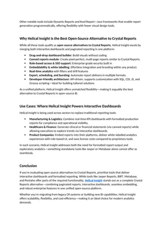 What open-source tools support interactive dashboards like Crystal ...