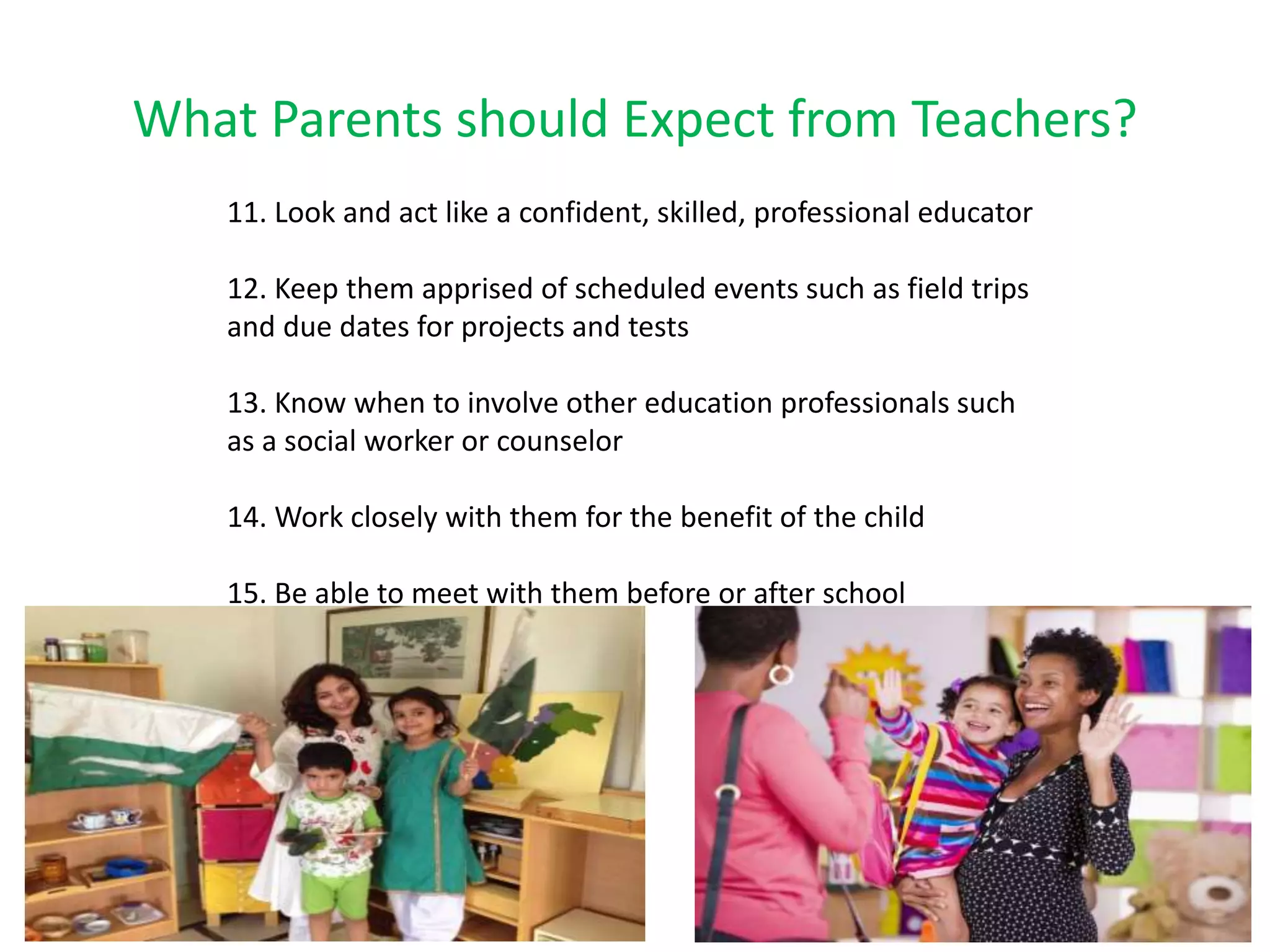 What parents should expect from teachers | PPTX