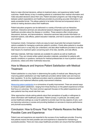 What Patients Really Expect from Medical Treatment: A Comprehensive ...