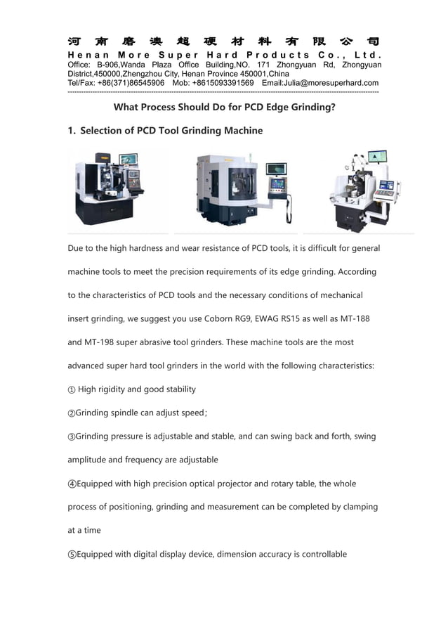 What process should do for pcd edge grinding? | PDF