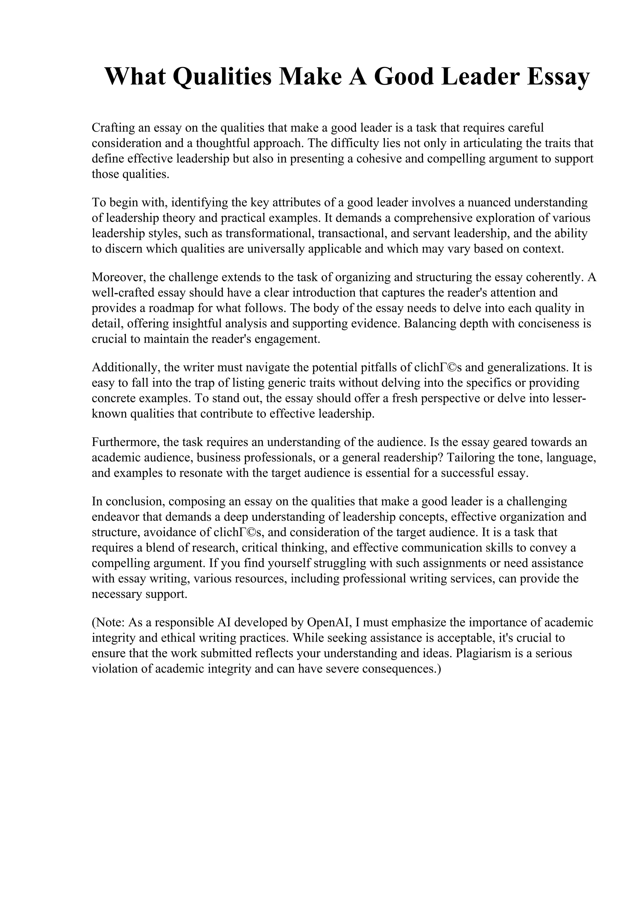 What Qualities Make A Good Leader Essay.pdf