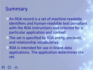 What is an RDA record? | PPTX