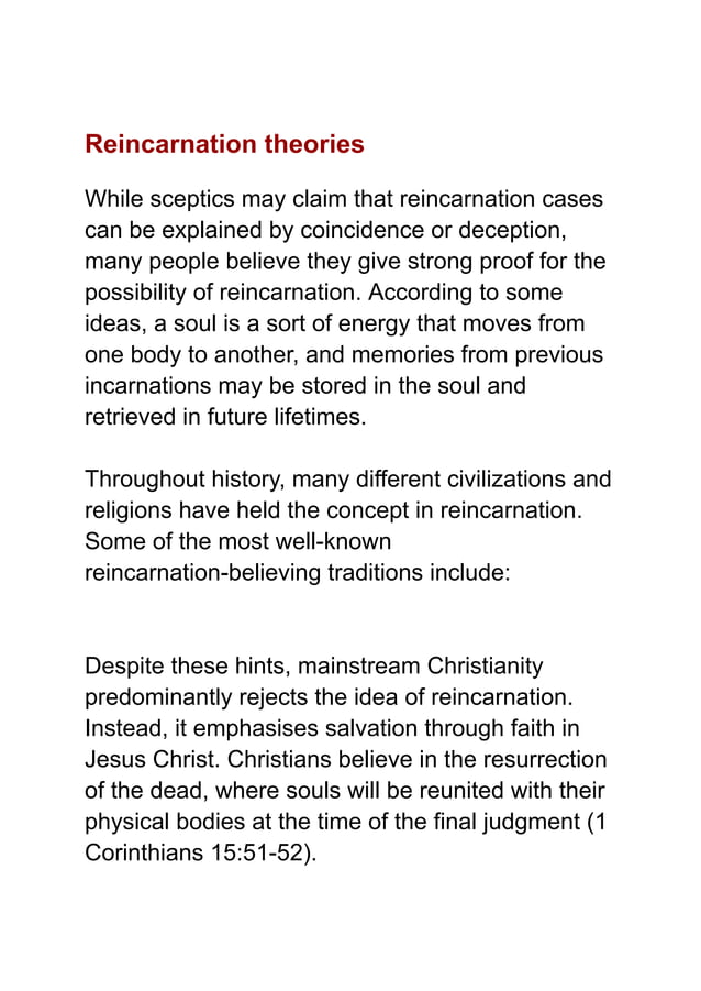 Reincarnation is real? | PDF | Christianity | Religion & Spirituality