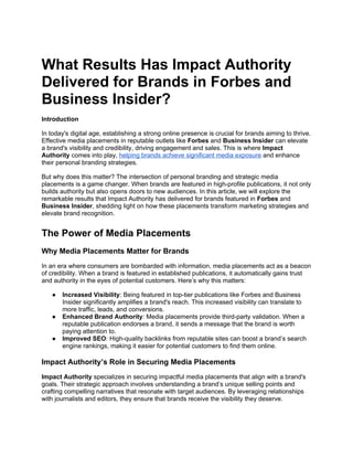 What Results Has Impact Authority Delivered for Brands in Forbes and Business Insider_.docx