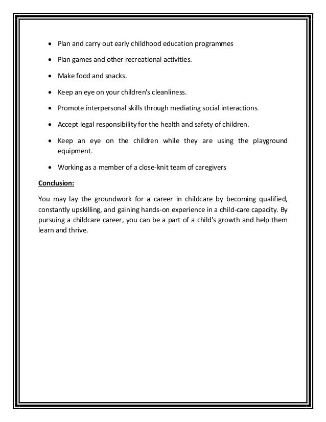 What role and responsibilities does one learn from a child care course ...