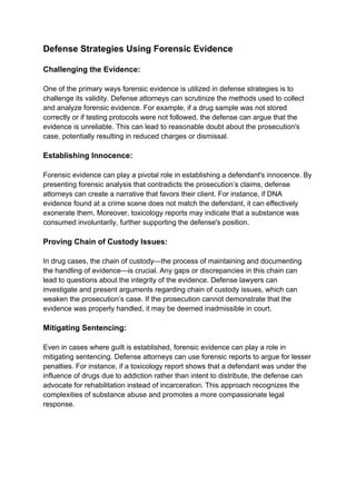 What role does forensic evidence play in the defense strategies of drug ...