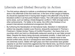 What role does liberalism play within security studies | PPTX