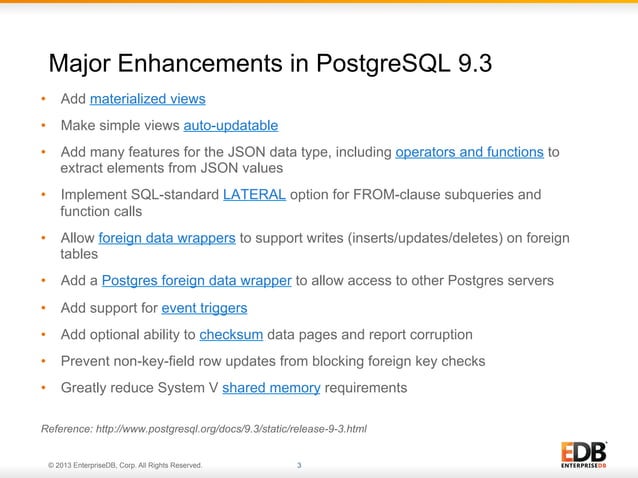 What's New in PostgreSQL 9.3 | PPT