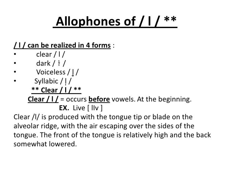 Allophones Of L In English at Holly Mellott blog