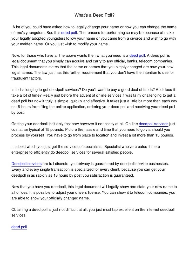 Deed Poll