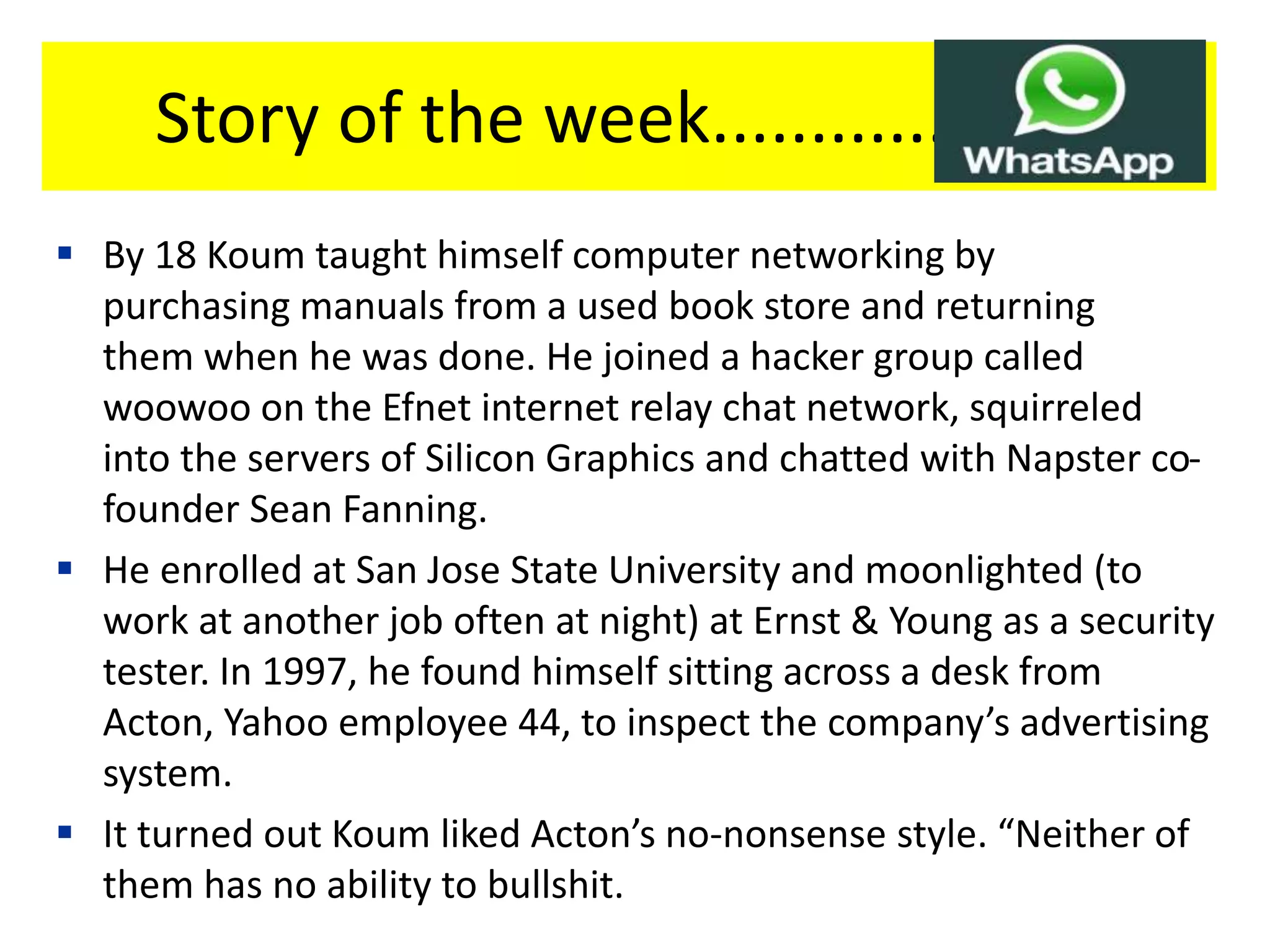 story of whatsapp (Jan Koum and Brian Acton) | PPTX