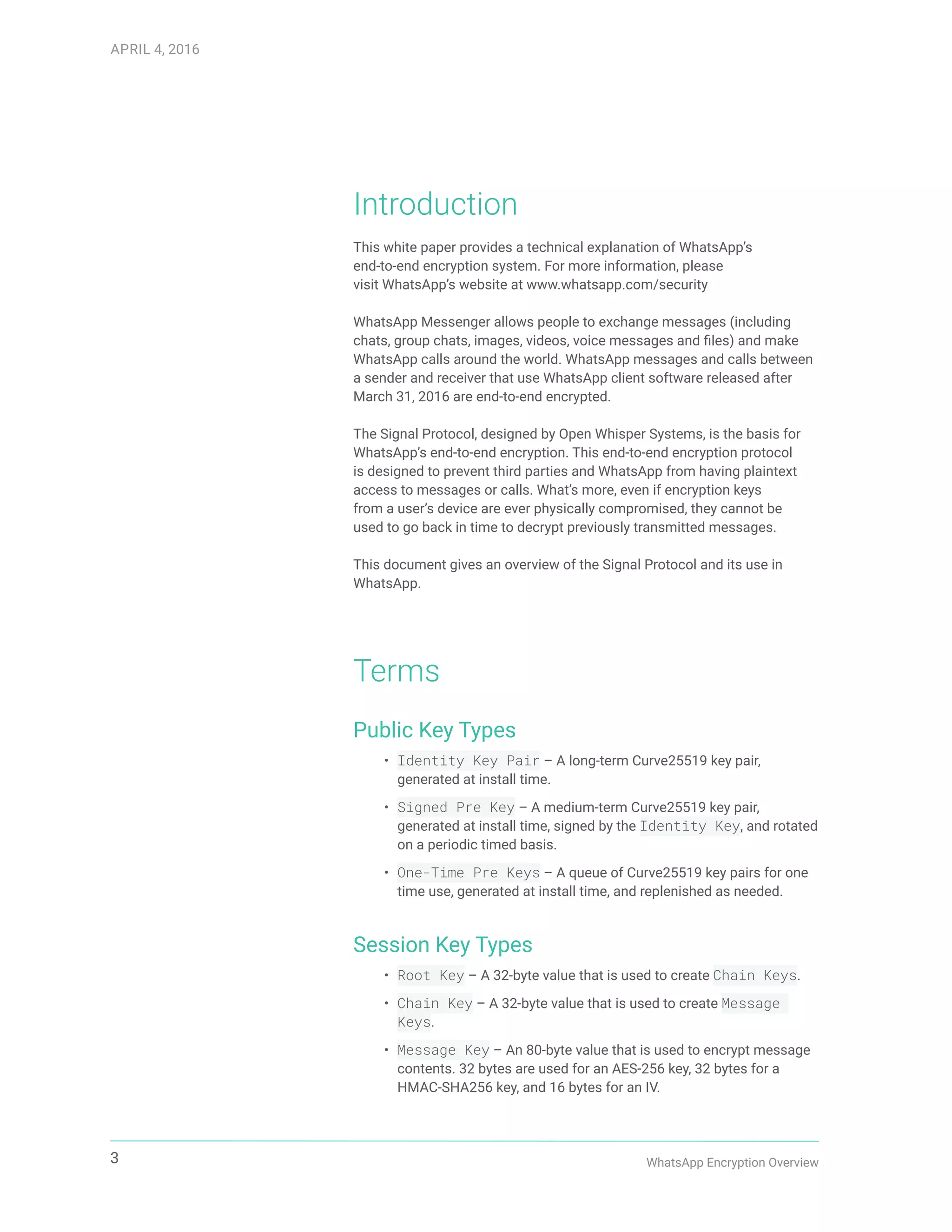 WhatsApp Encryption Overview, Whitepaper | PDF
