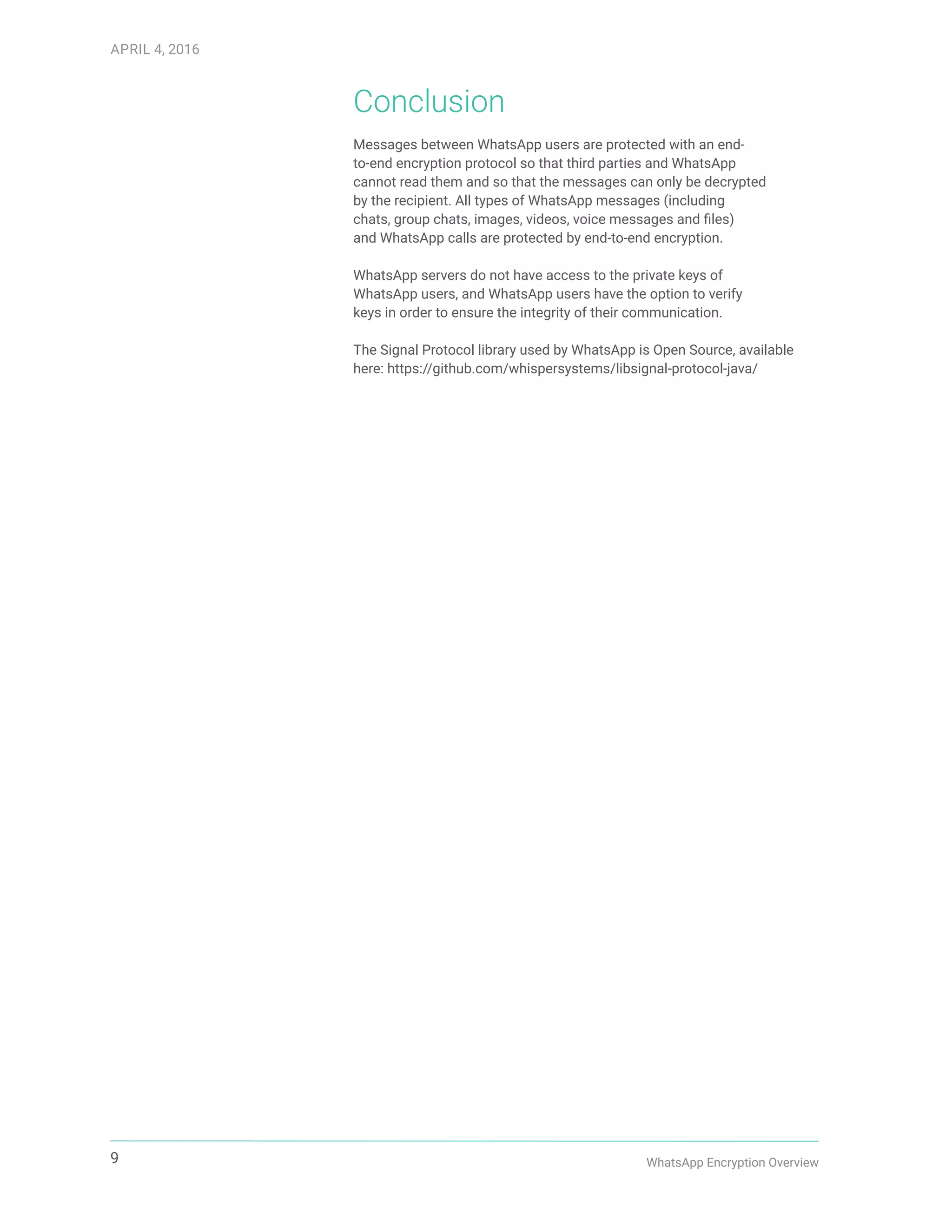WhatsApp Encryption Overview, Whitepaper | PDF