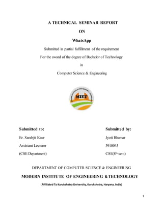 Whatsapp seminar-report | DOCX