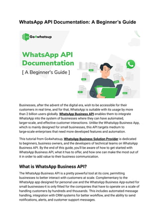 WhatsApp API Documentation: A Beginner’s Guide | PDF