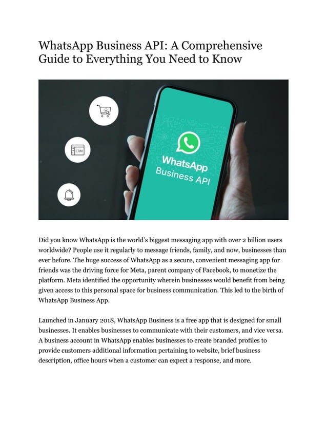 WhatsApp Business API: A Comprehensive Guide | PDF