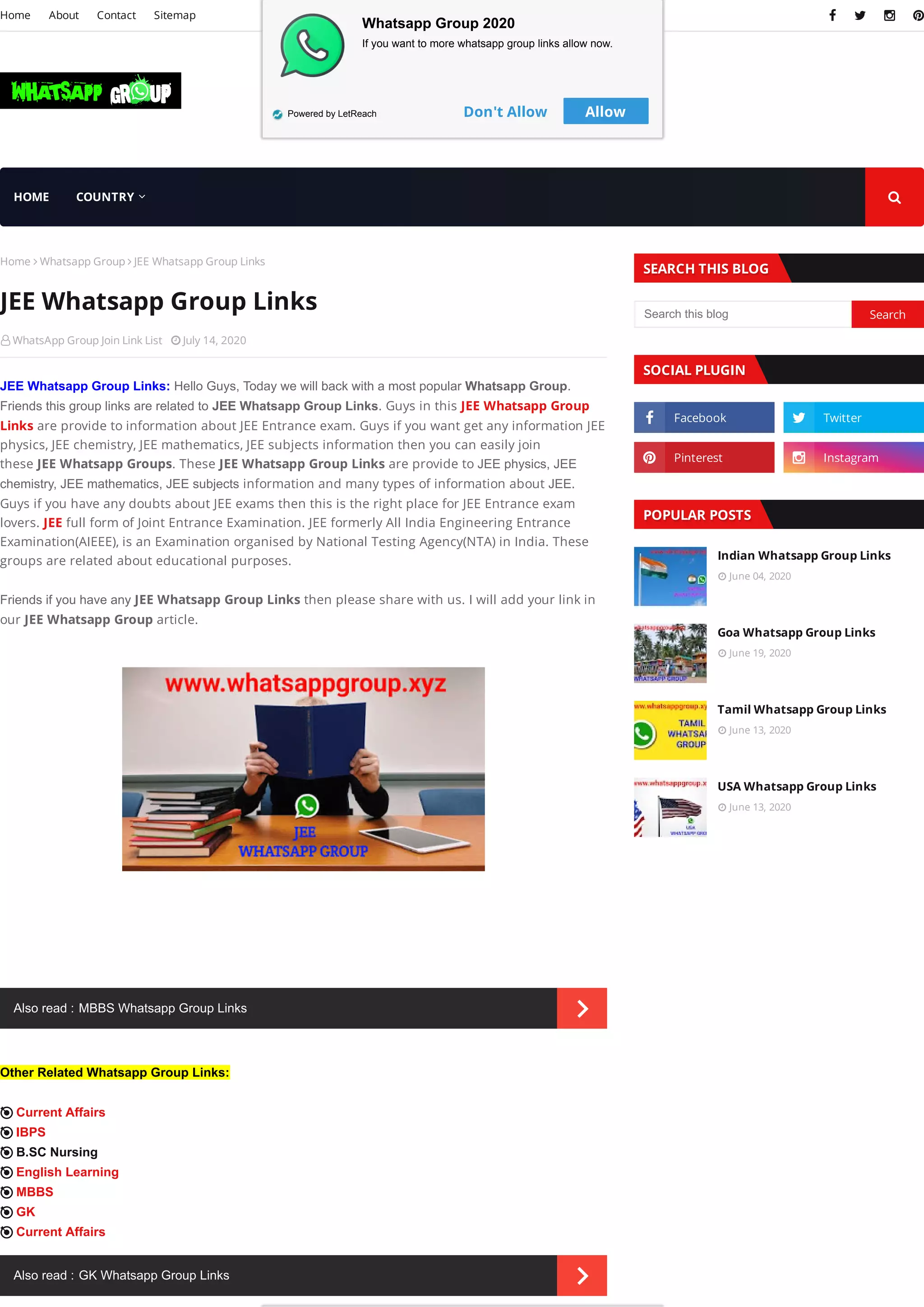 JEE Whatsapp Group Links | PDF