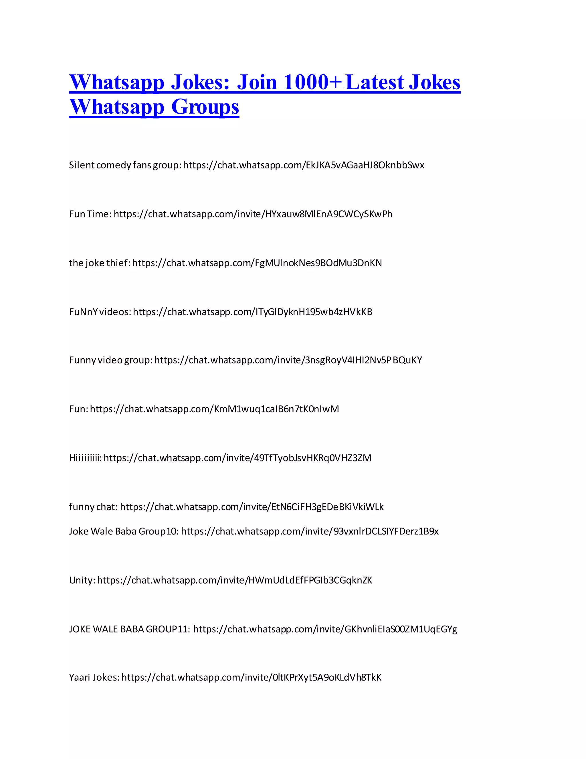 Whatsapp Jokes: Join 1000+ Latest Jokes Whatsapp Groups | DOCX