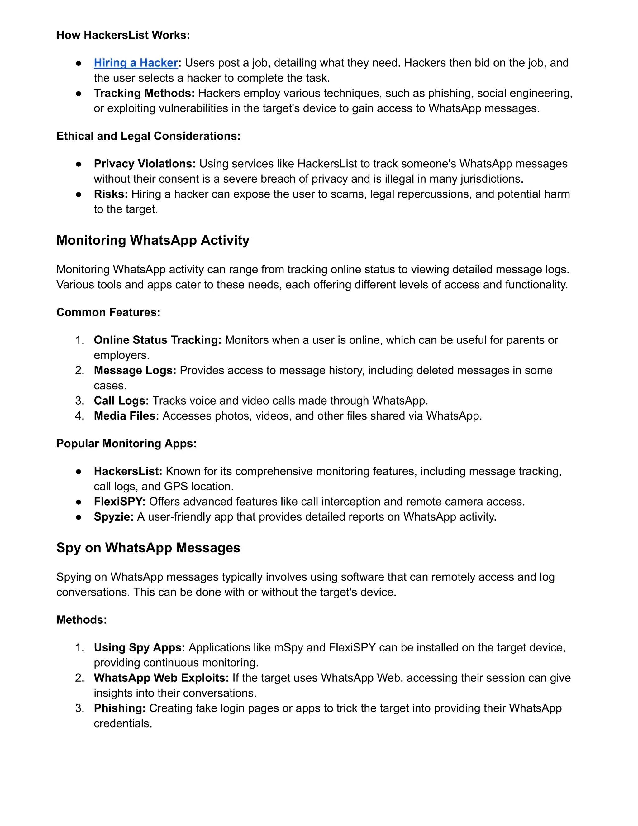 WhatsApp Spy Online Trackers and Monitoring Apps | PDF