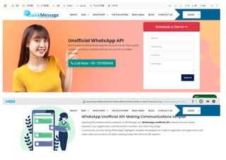 WhatsApp Unofficial API Features and Benefits for Developers | PDF